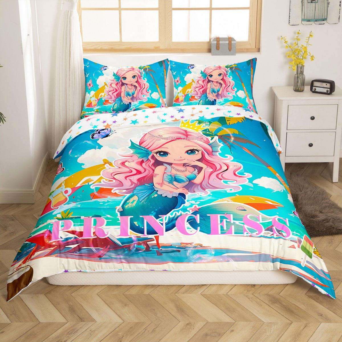 Mermaid Comforter Cover For Little Girls, Ocean Mermaid Tail Bedding ...