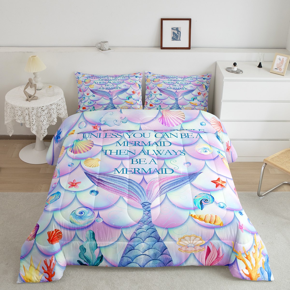 YST Mermaid Comforter Set Mermaid Tail Sea Animal Bedding Comforter ...