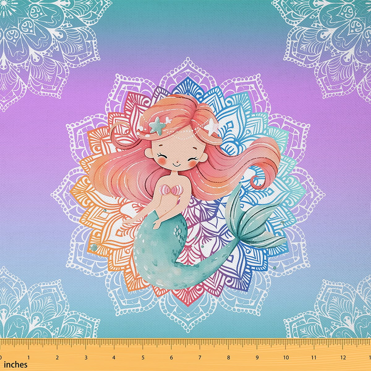 YST Mermaid Fabric By The Yard, Boho Flower Upholstery Fabric, Colorful ...