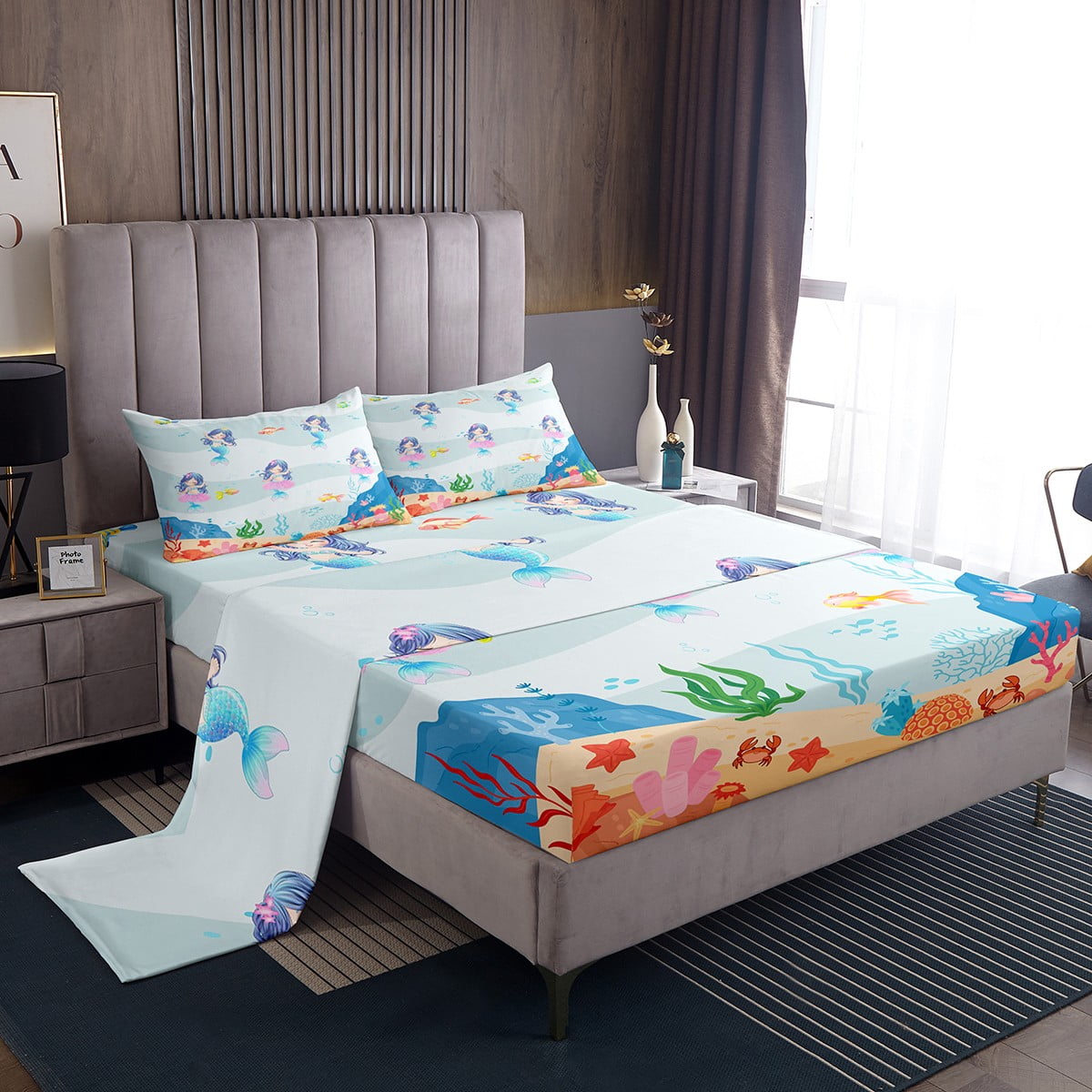 Mermaid Queen Sheet Set for Girls Kids Mermaid Sheets with Deep Pocket ...