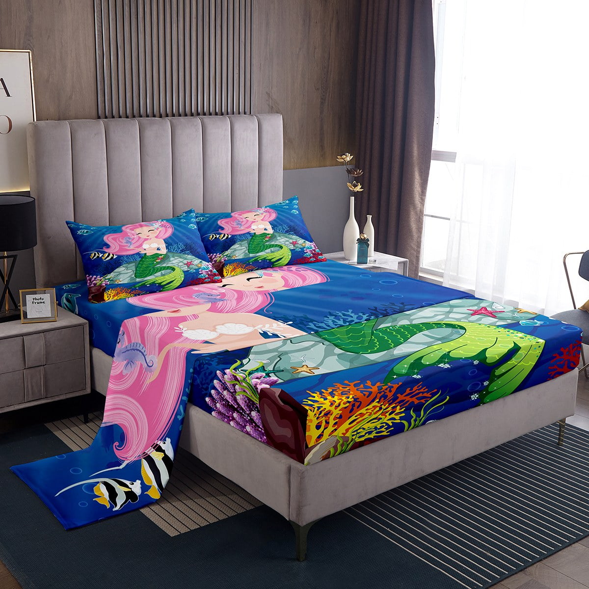 Mermaid Sheet Set Cute Mermaid Sheet Set King Sea Animal Ocean Fish ...