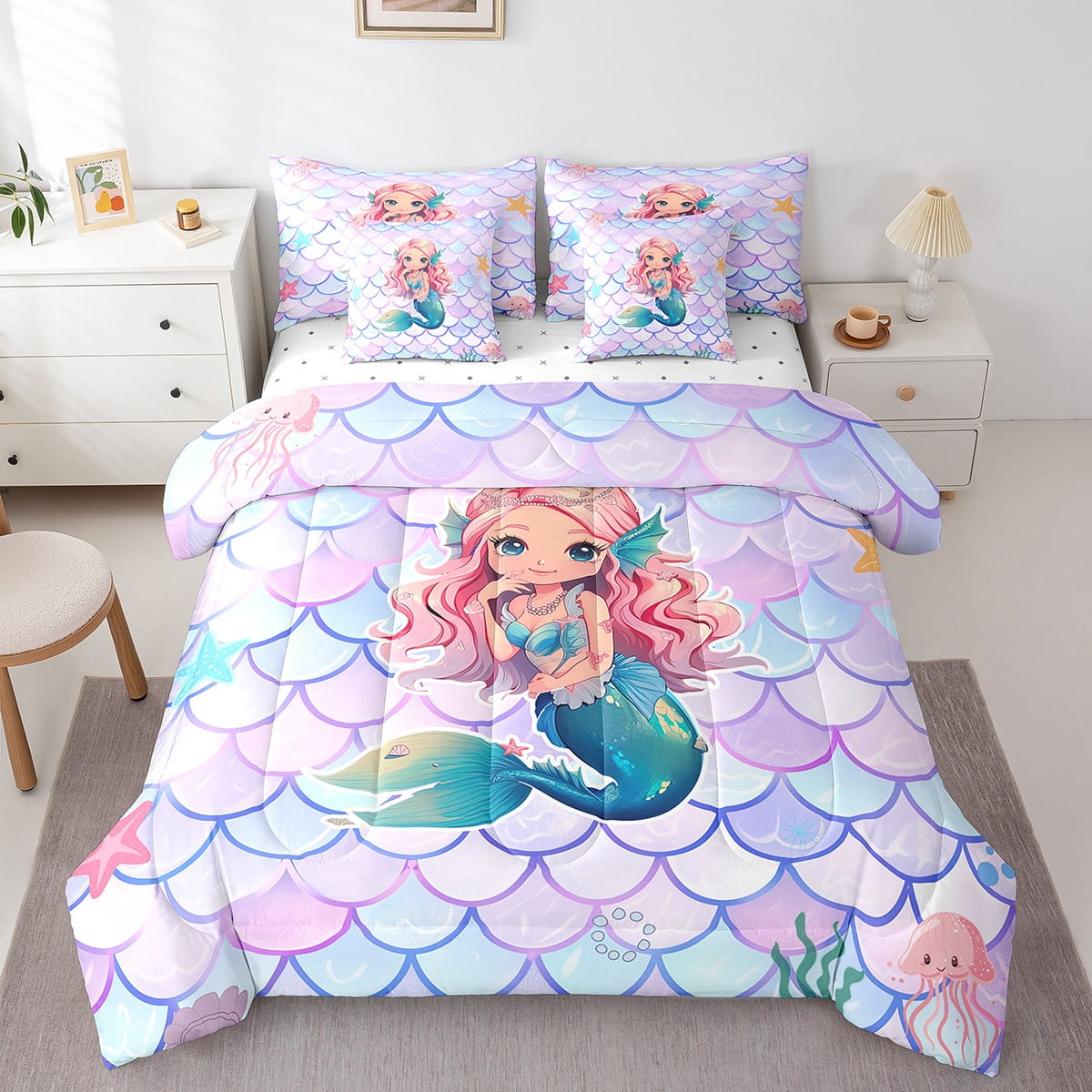 YST Mermaid Tail Full Bed in a Bags for Girls,Cute Mermaid Princess 7 ...