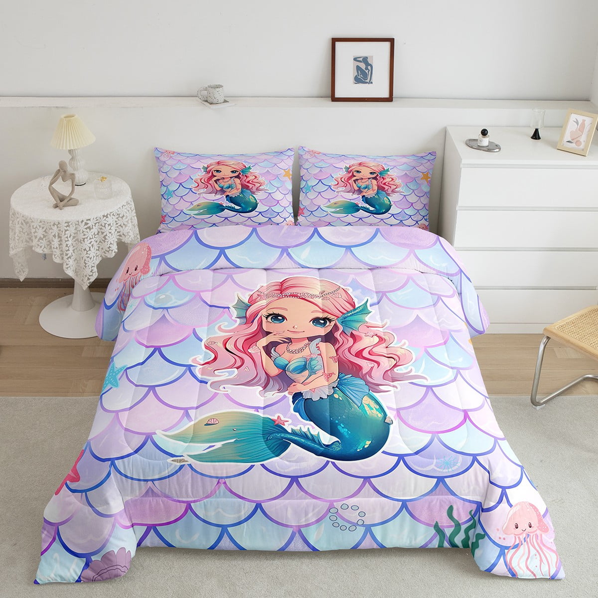 Mermaid Tail Full Bedding Sets ,Cute Mermaid Princess Comforter Set ...