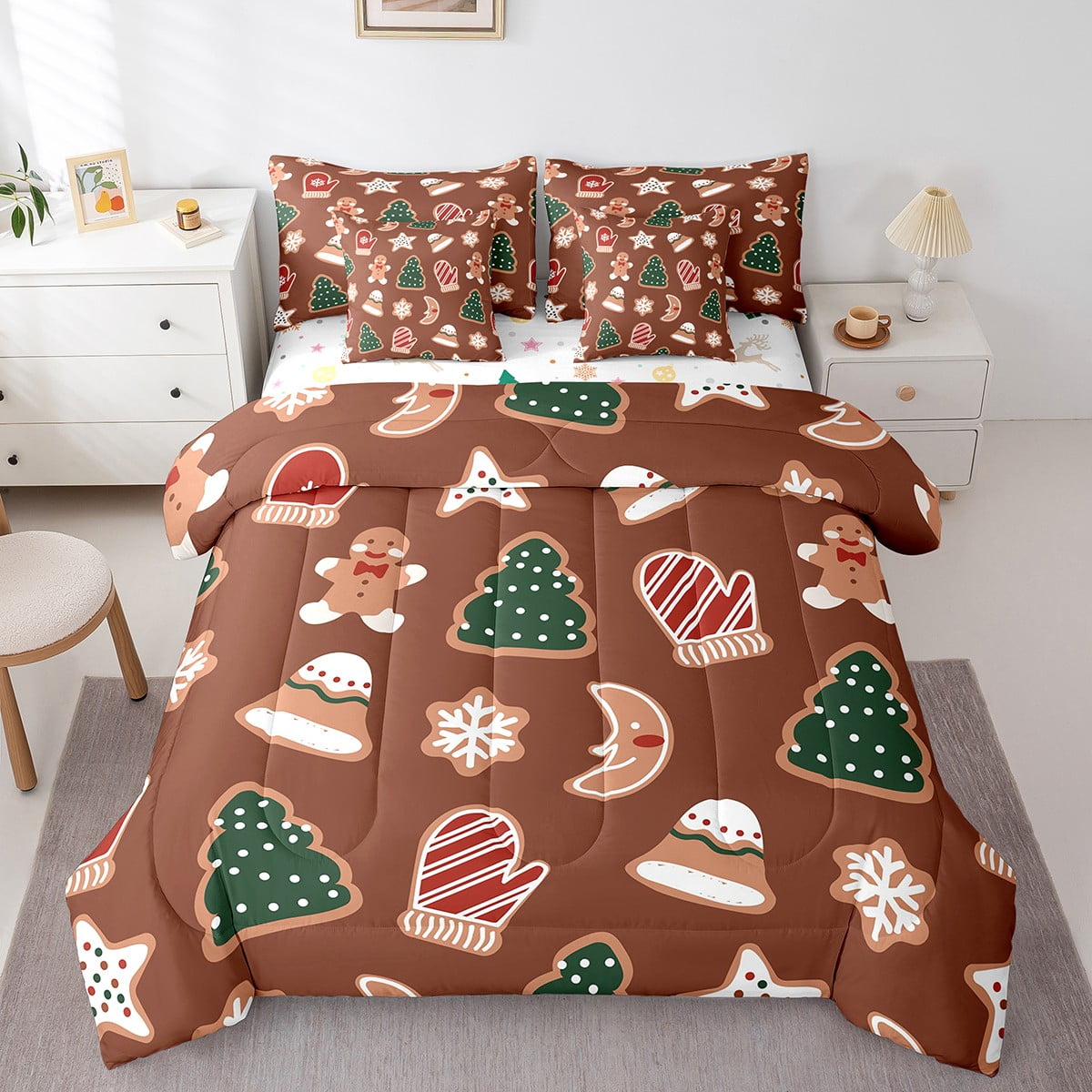 YST Merry Christmas 7 Pieces Bedding Set Gingerbread Man Full Comforter ...
