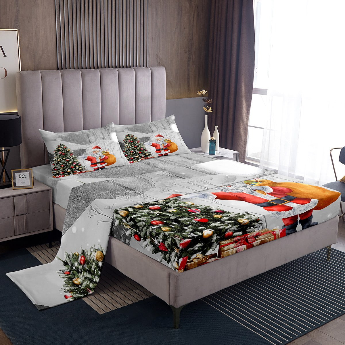 YST Merry Christmas Sheet Set for Girls Boys Kids Cartoon Santa Claus ...