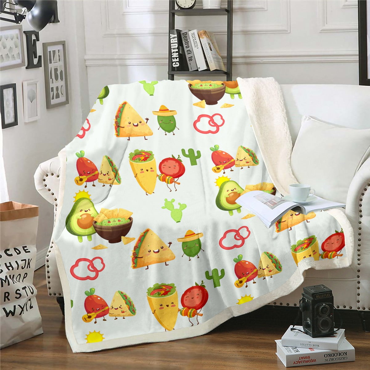 YST Mexican Fast Food Blanket Baby Size Taco And Corns Throw Blanket ...