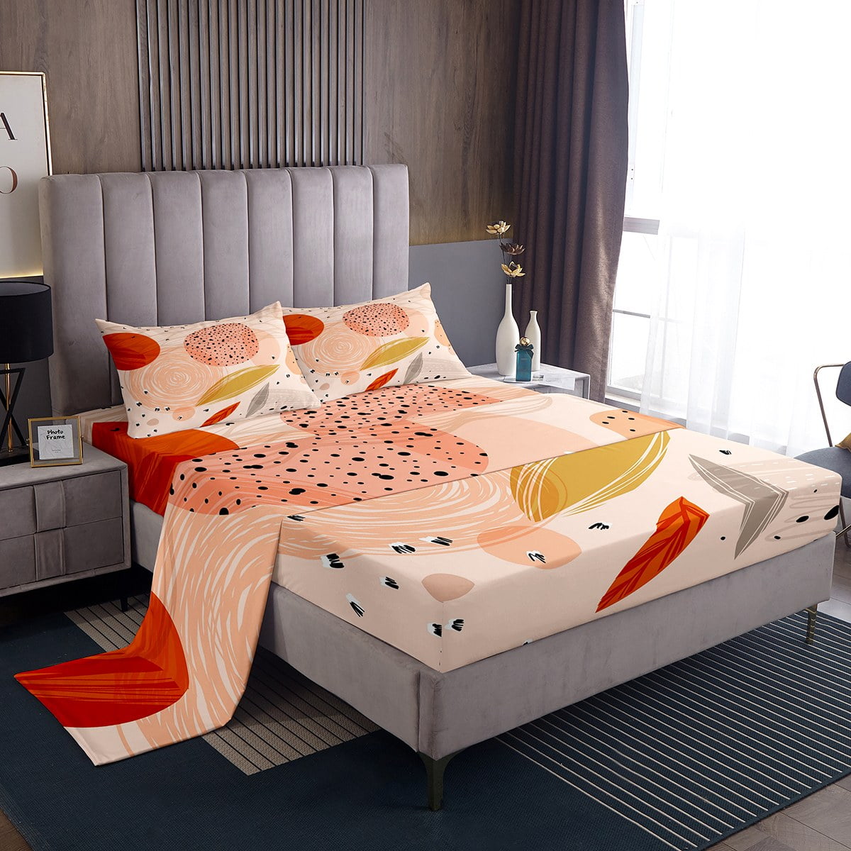 YST Mid Century Bed Sheets Set Hippie Minimalism Full Size Sheet Sets ...