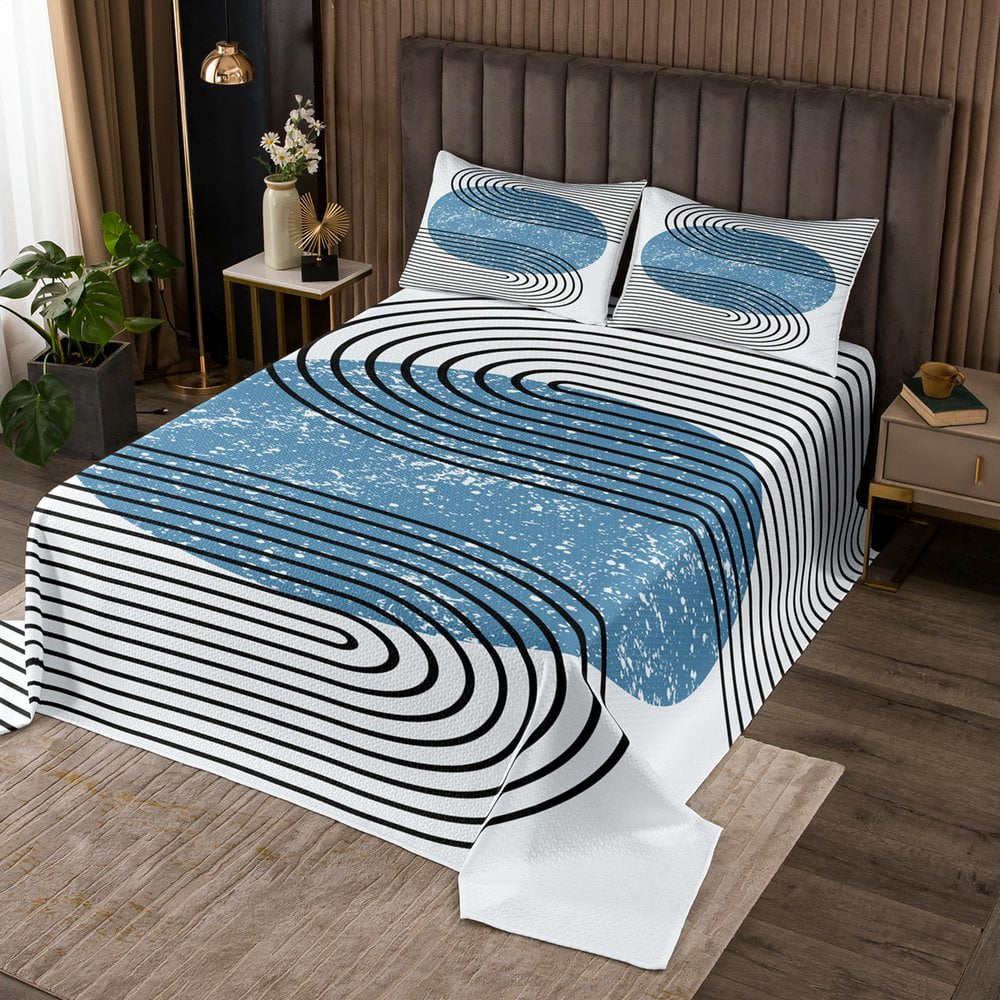 YST Mid Century Bedspread Queen Size Modern Minimalism Quilt Set, Navy ...