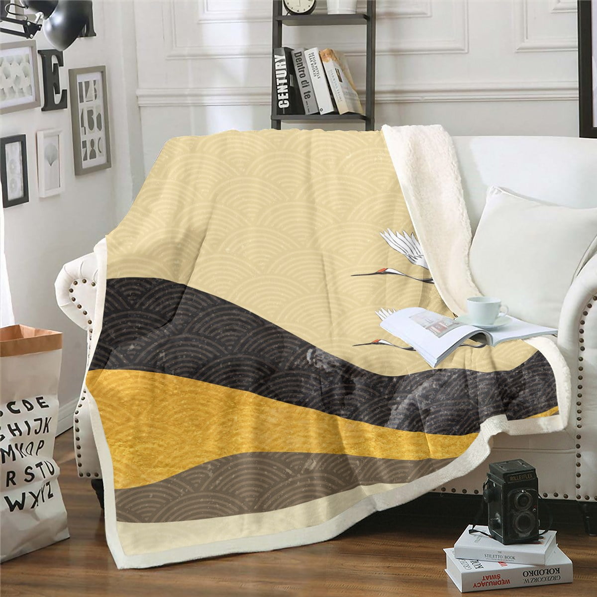 YST Mid Century Blanket Modern Abstract Throw Blanket for Bed, Oriental ...