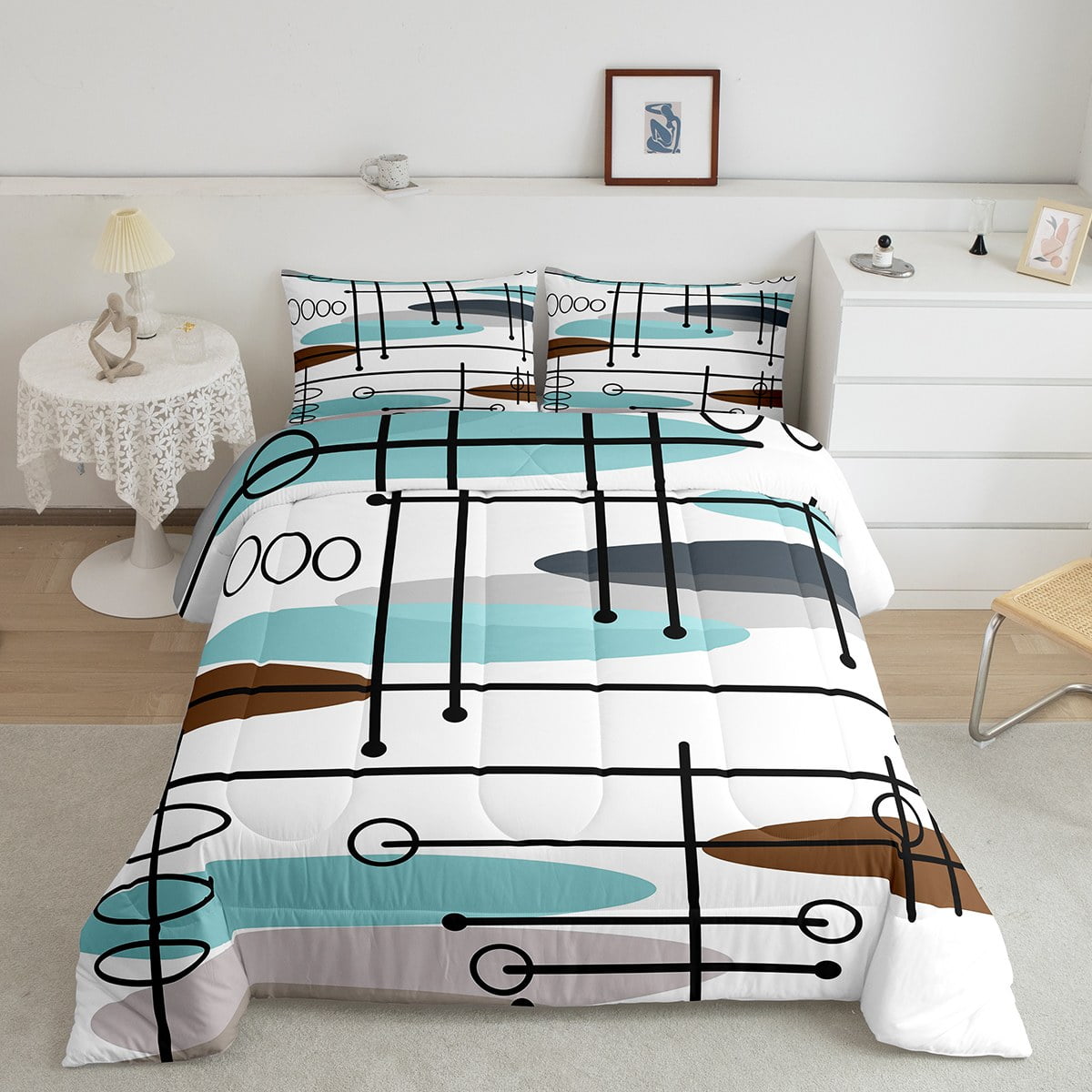 Erosebridal Mid Century Comforter Twin Modern Minimalist Bedding Set ...