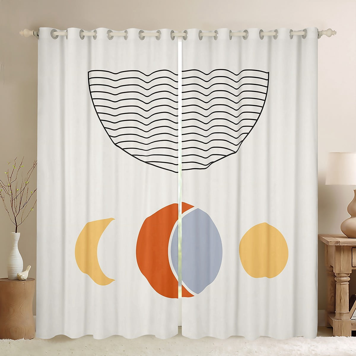 YST Mid Century Curtains & Drapes Abstract Moon Blackout Curtains ...