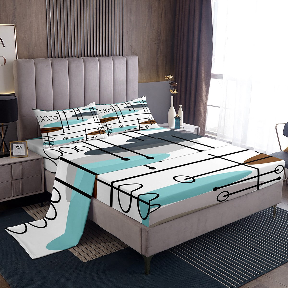YST Mid Century Twin Sheets Modern Minimalist Bed Set, Hippie Old ...