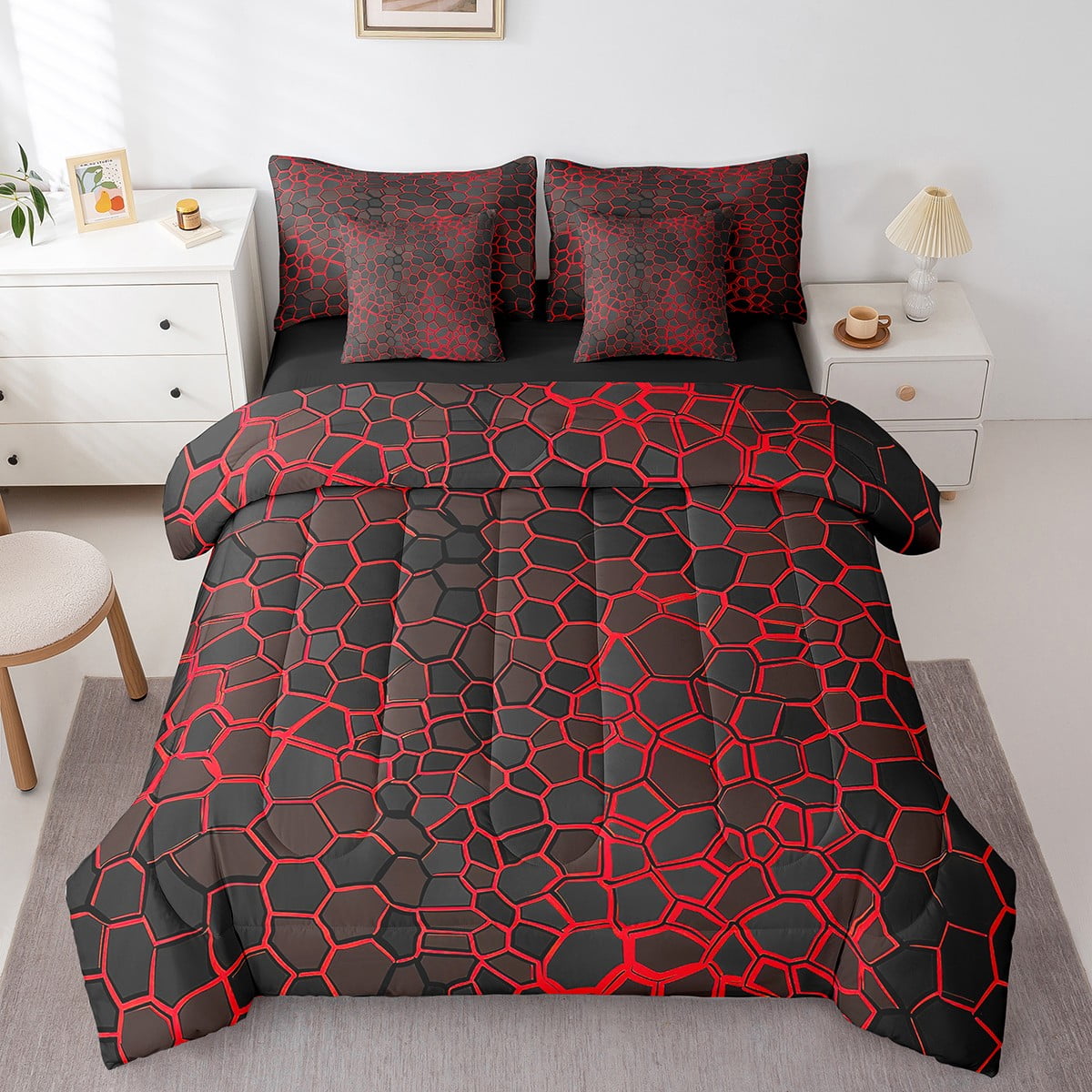 Military Camo King Comforter Set 7 Piece,Army Geometric Camouflage Bed ...