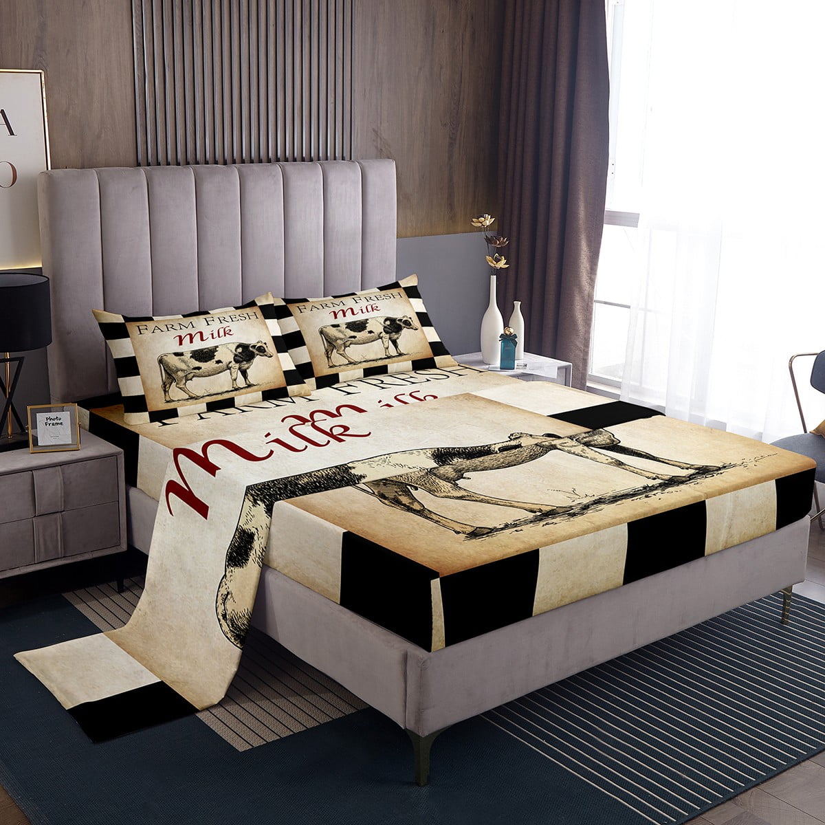 YST Milk Cow Sheets, Farm Animal Bed Sheets Set Twin Size For Kids Boys ...