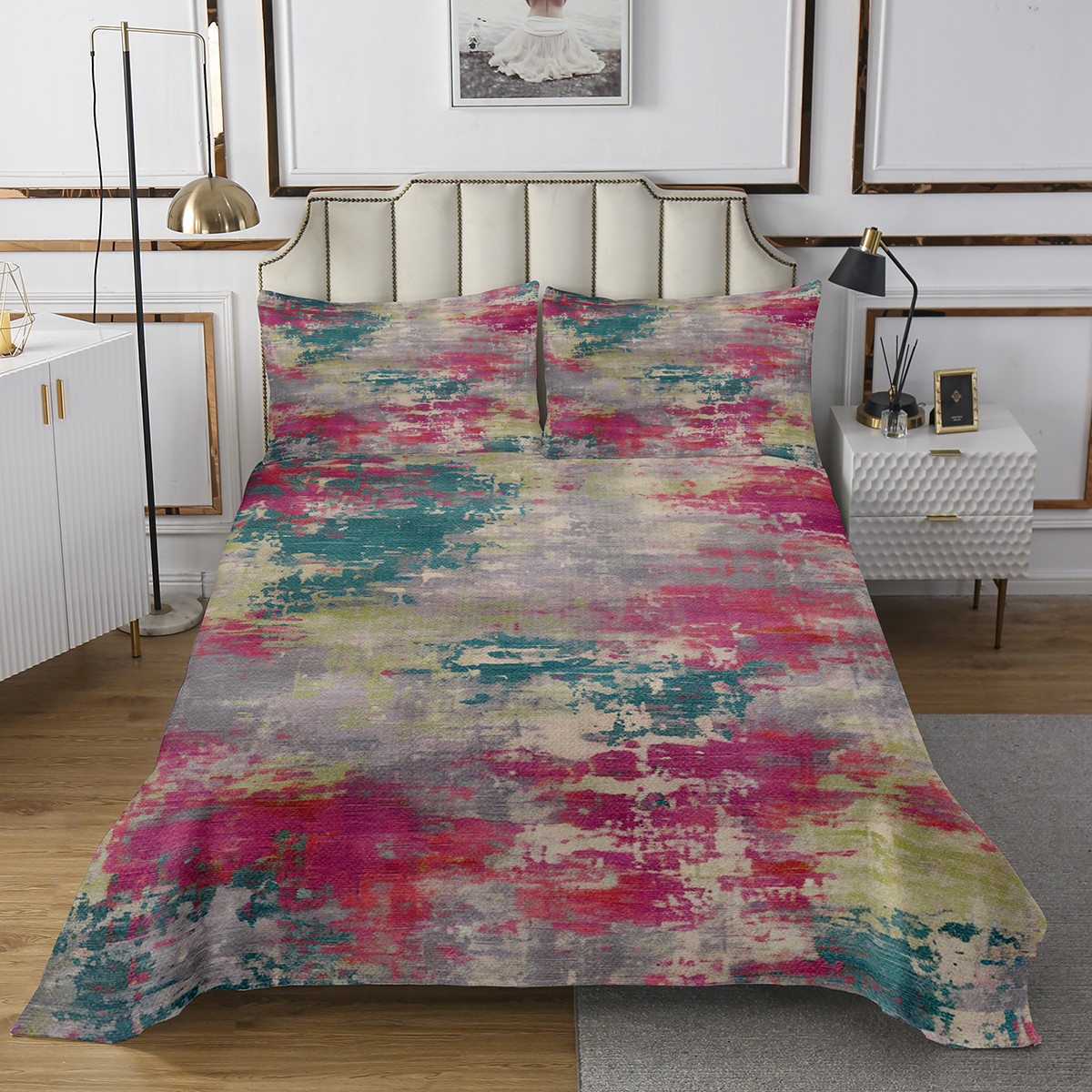 Modern Abstract Bedding Set Teens Adult,Ombre Watercolor Bedspread Set ...