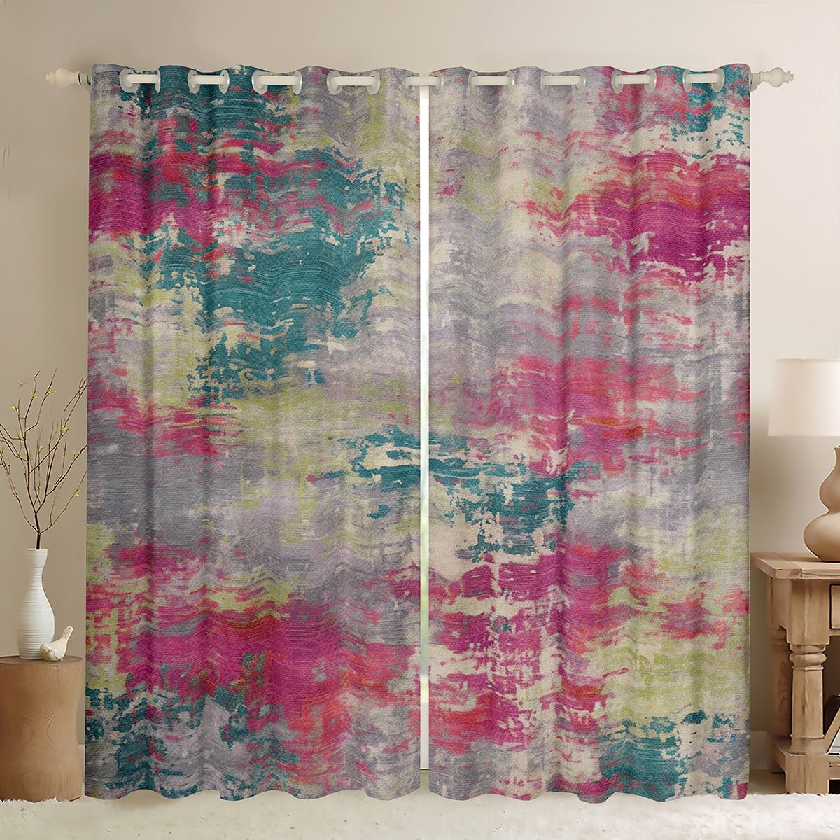 YST Modern Abstract Blackout Curtains for Bedroom,Ombre Watercolor ...