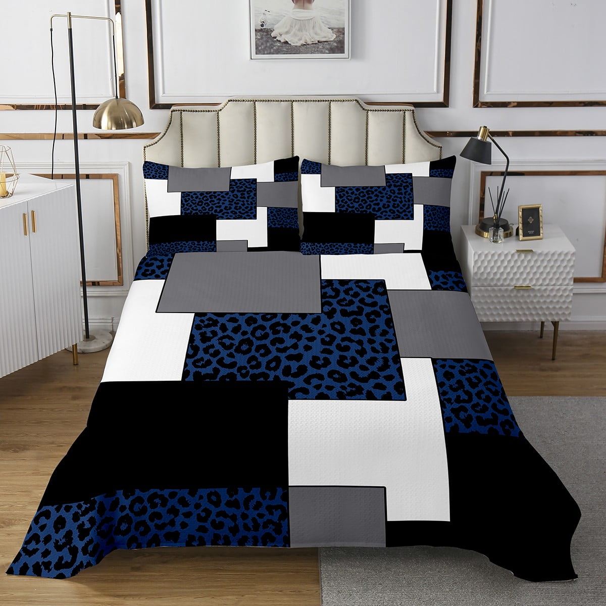 YST Modern Coverlet Set Queen,Black White Striped Quilt Set for Teens ...