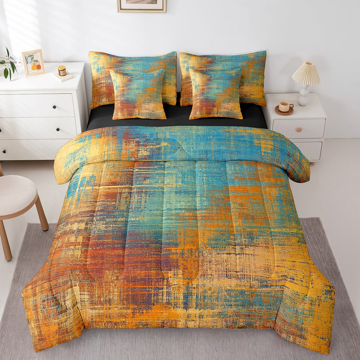 Modern Graffiti Bedding Comforter Sets 7-Piece Contemporary Tie Dye ...