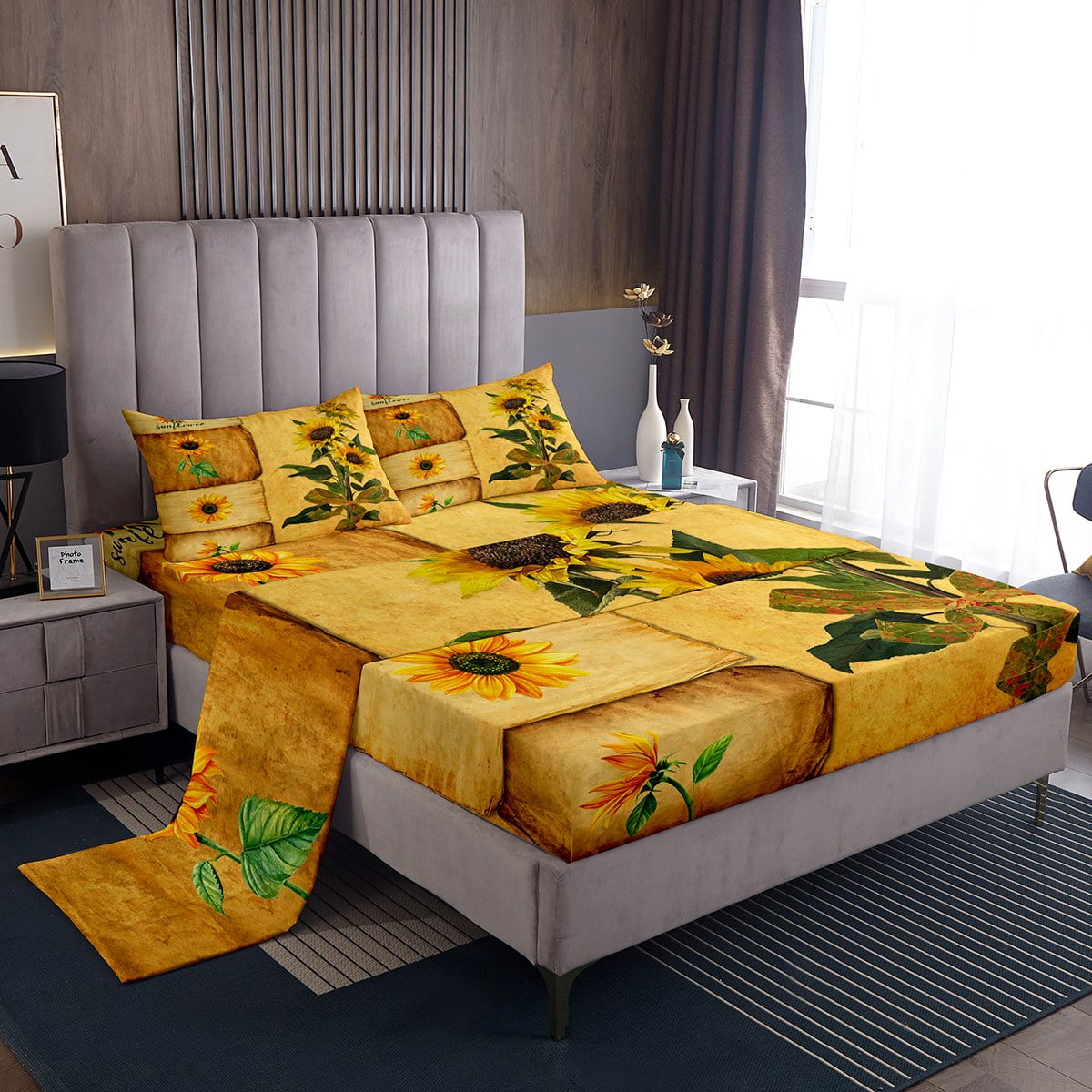 YST Modern Mid Century Bed Set Oil Painting Bed Sheets Set, Chic ...