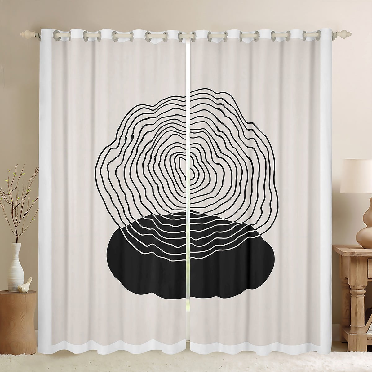 YST Modern Mid Century Blackout Curtains Black Grey Curtains & Drapes ...