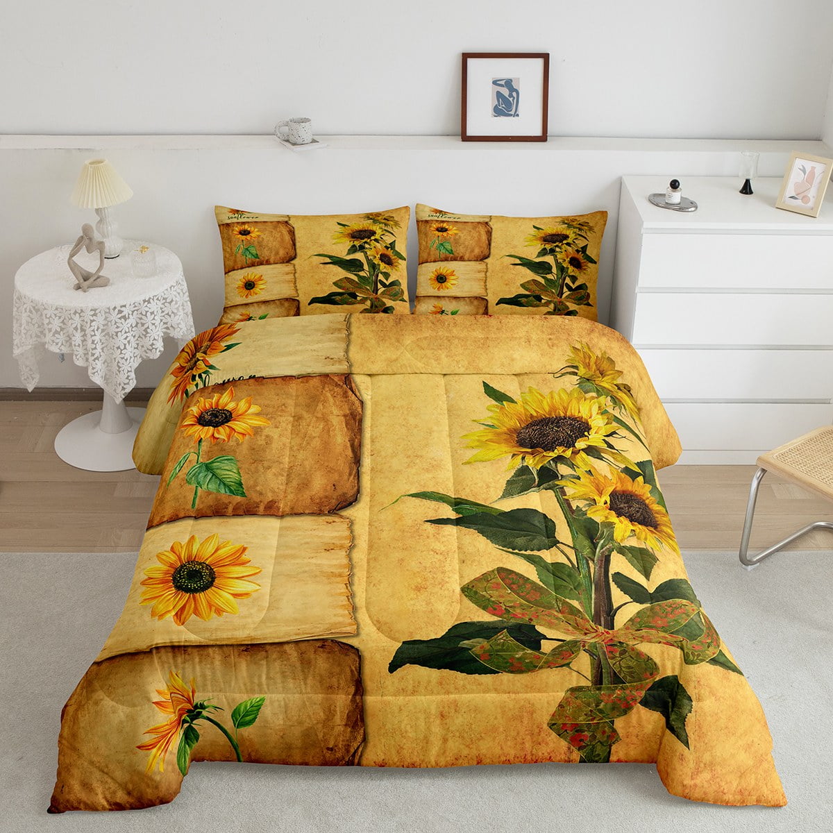 YST Modern Mid Century Comforter Set Queen Oil Painting Bedding Set ...