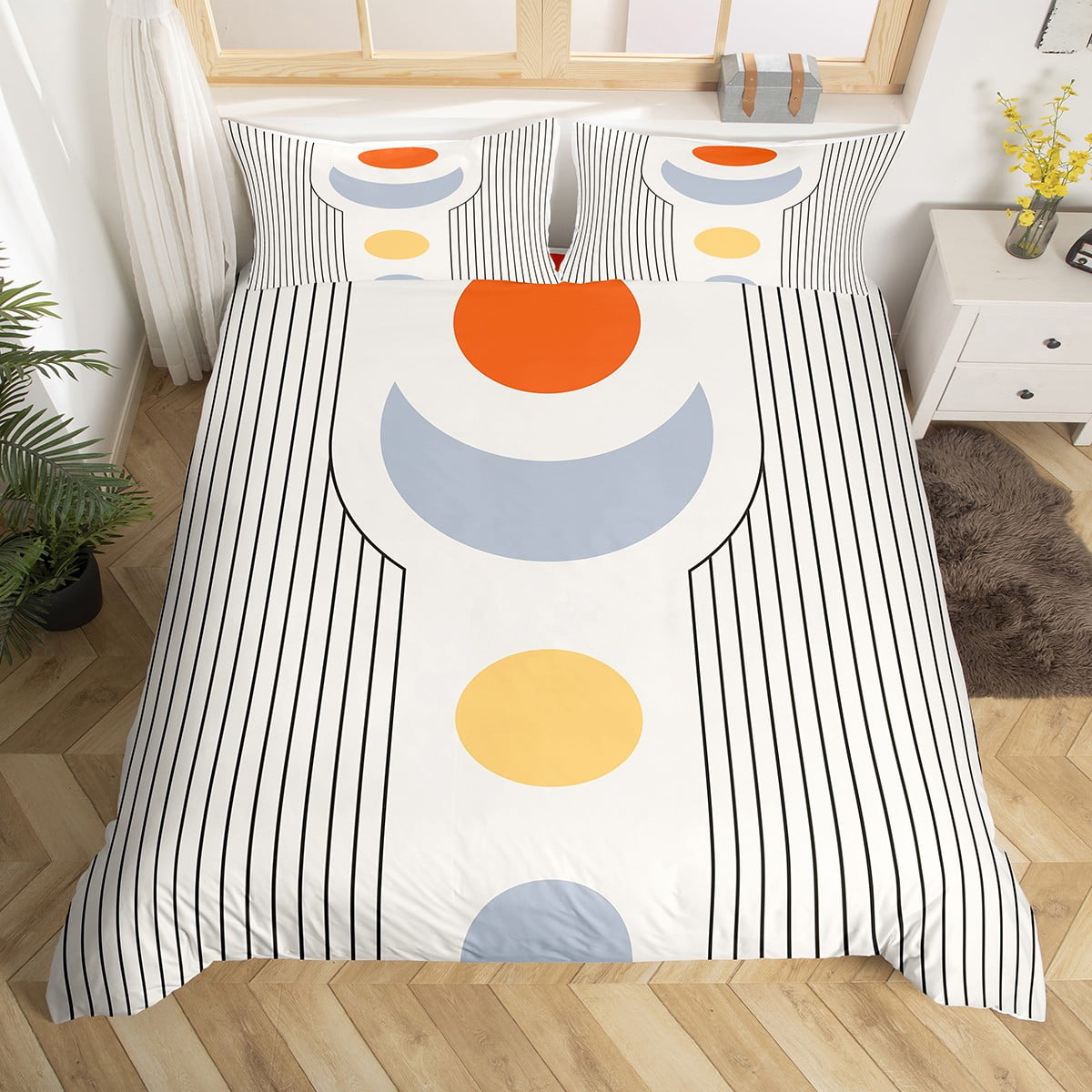 YST Modern Moon Print Bedding Sets Queen Mid Century Comforter Cover ...
