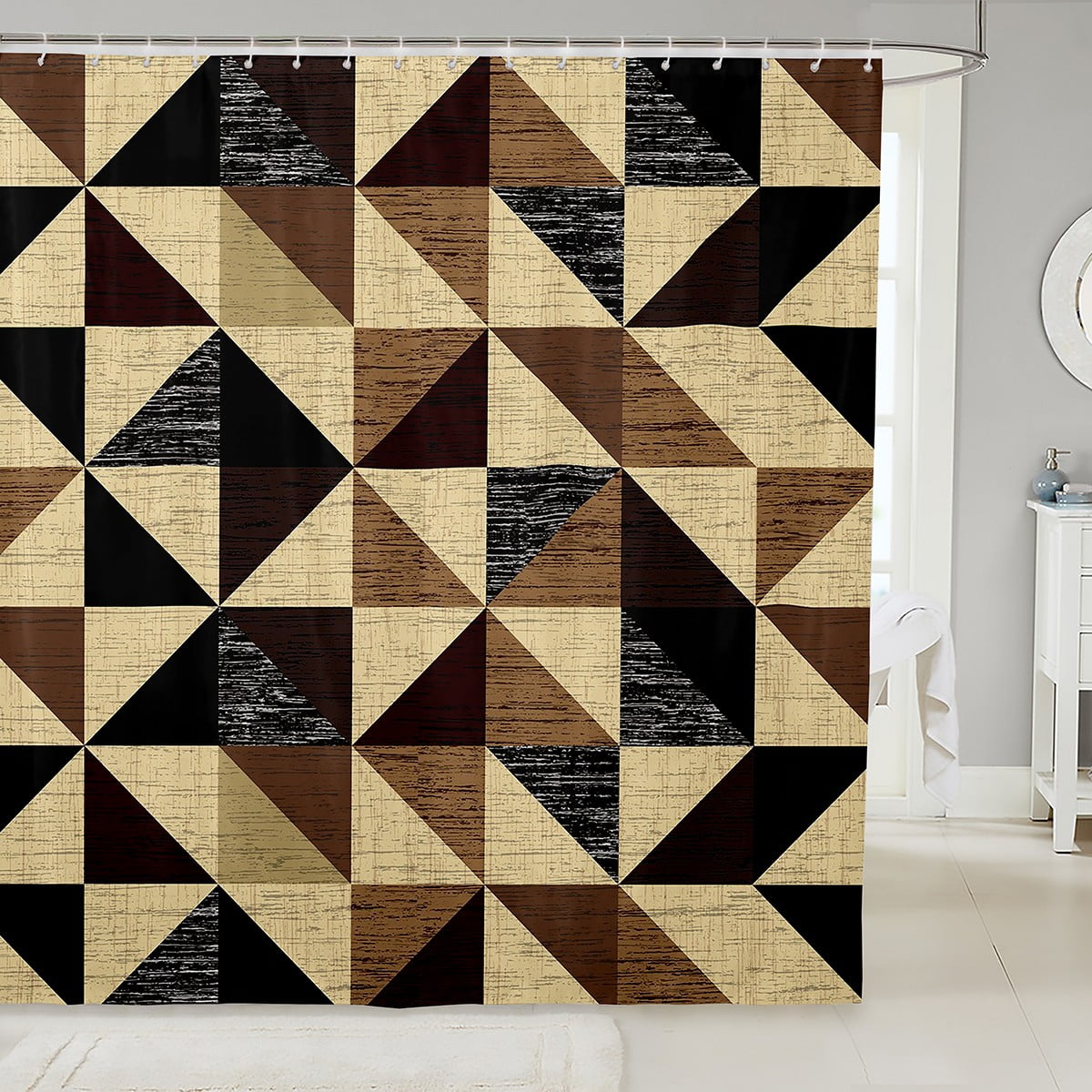 Modern abstract Bathroom Shower Curtain Sets Teens Black Brown ...