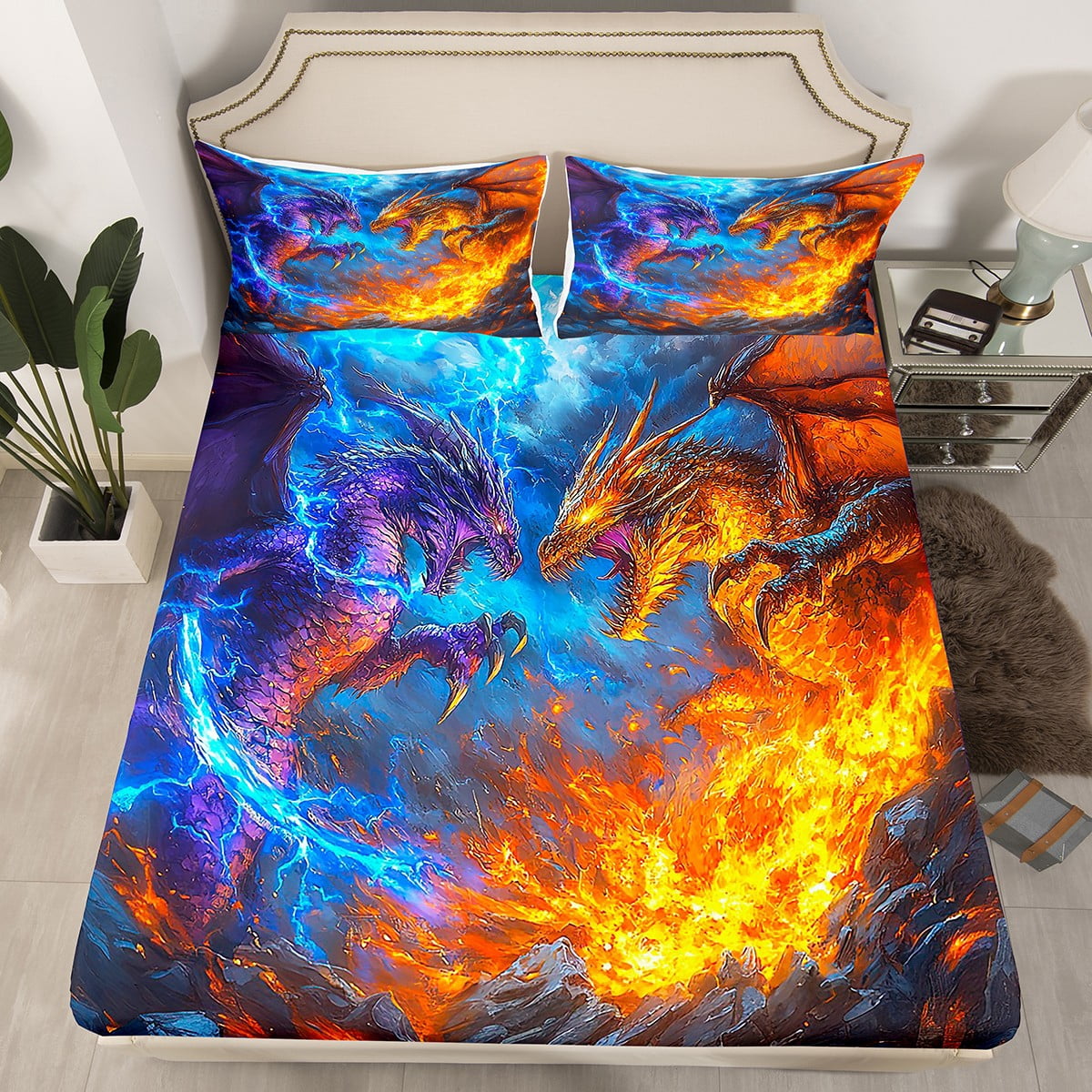 Erosebridal Monster Bed Sheets Magic Dragon Fitted Sheet Full Size Men ...