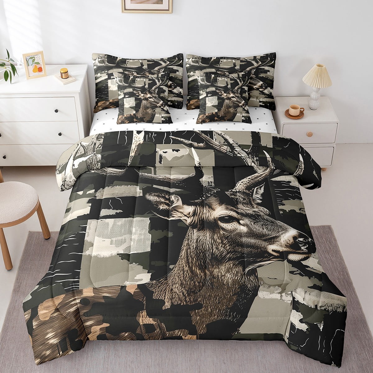 Erosebridal Moose Bed in a Bag 7-Piece Elk Deer Full Size Comforter Set ...