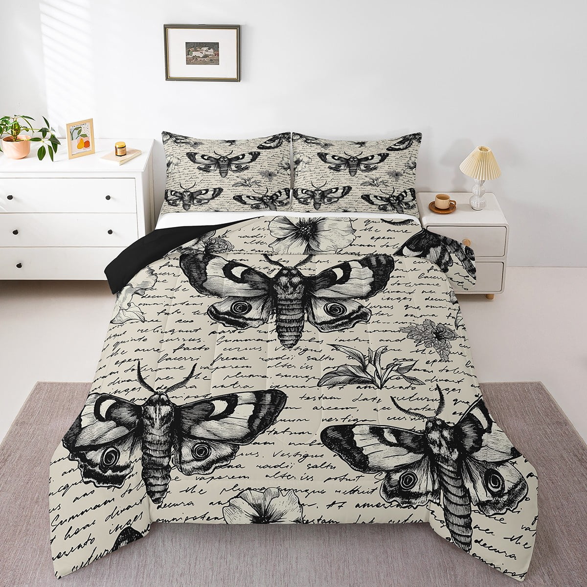 YST Moth Comforter Set Full Size,Halloween Gothic Style Bedding ...