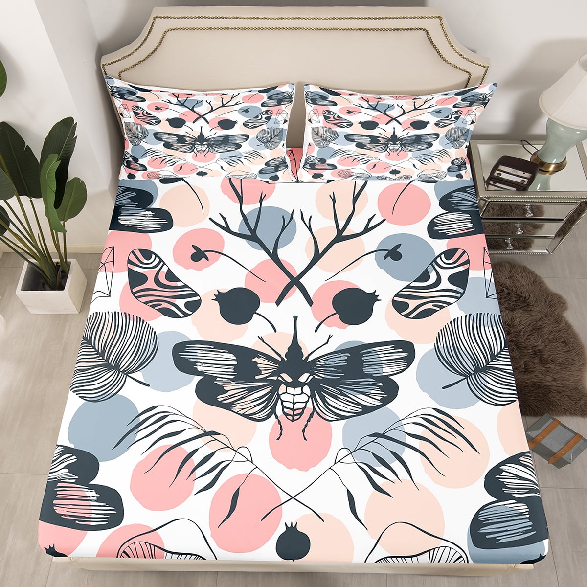 Erosebridal Moth Fitted Sheet Twin Size,Hunting Deer Bedding Set Teens ...