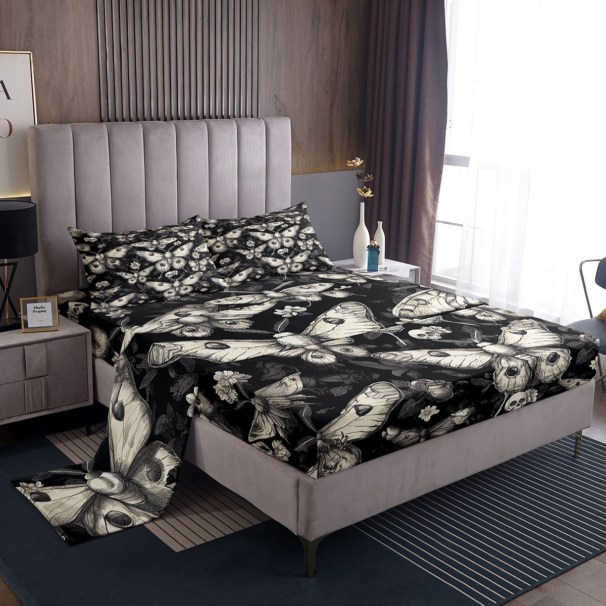 YST Moth Sheet Set Full Size Gothic Skull Sheets For Teens Boys Girls ...