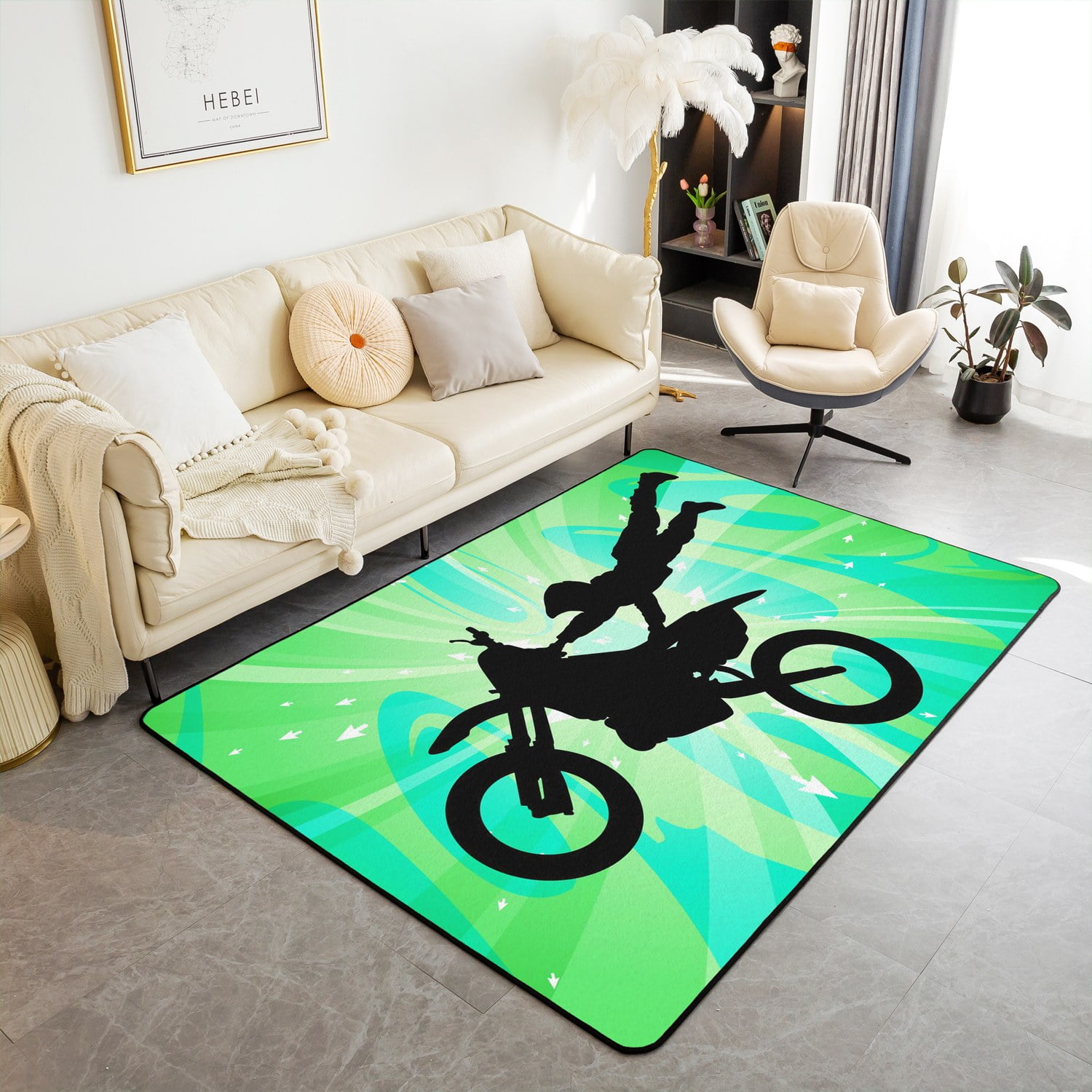 YST Motocross Rider Area Rug 5x7 for Bedside,Dirt Bike Indoor Floor Mat ...