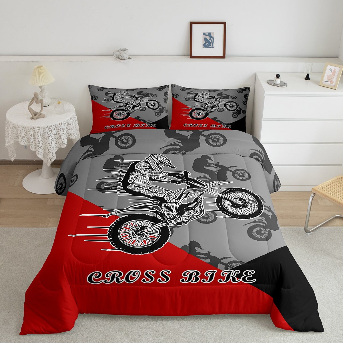 Erosebridal Motocross Rider Bedding Set Dirt Bike Comforter Extreme ...