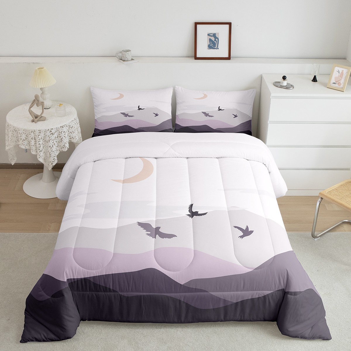 YST Mountain Moon Bird Comforter Set for Kids Boys Girls,Contemporary ...