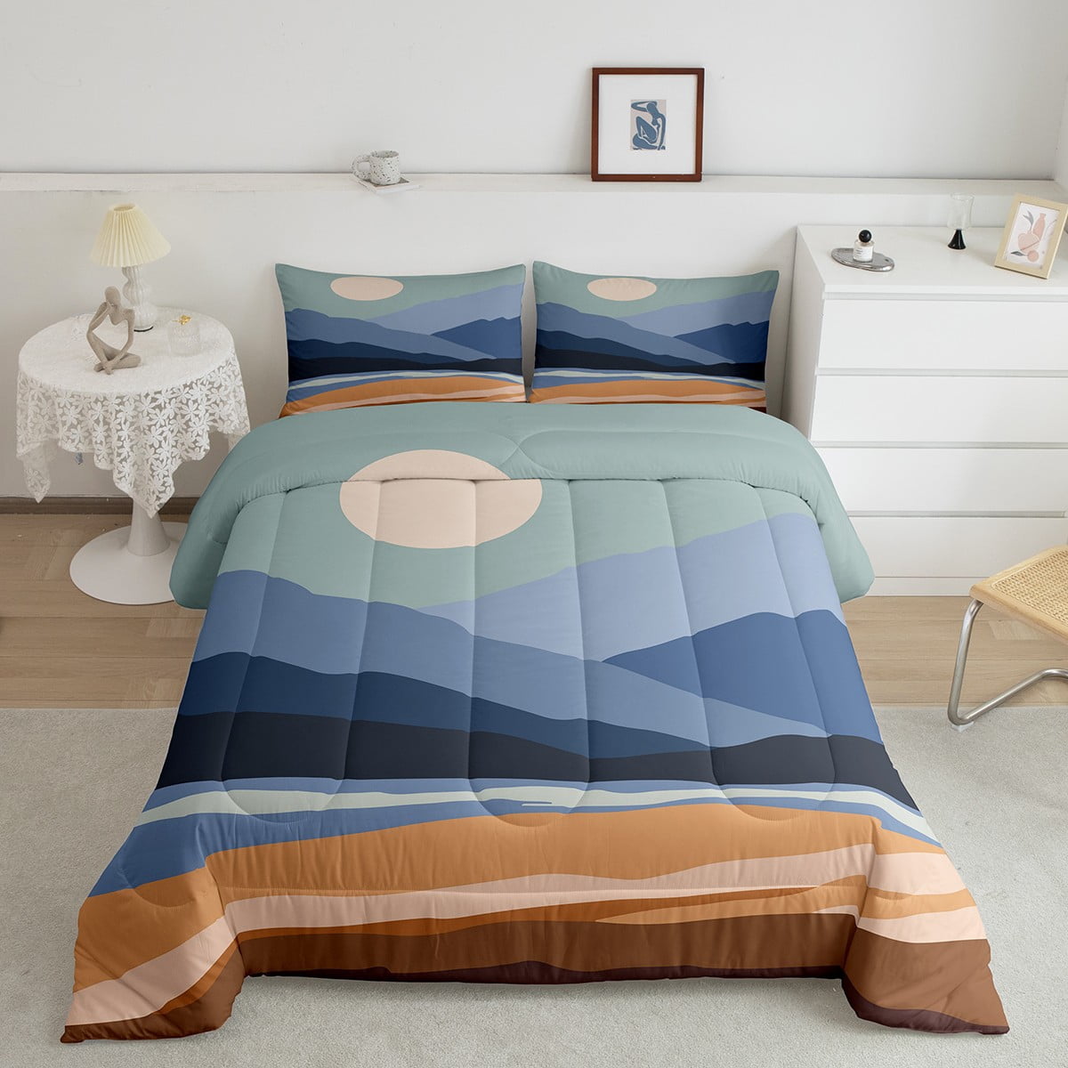 Mountain Moon Comforter Set ,Contemporary Aesthetic Bedding Twin,Mid ...