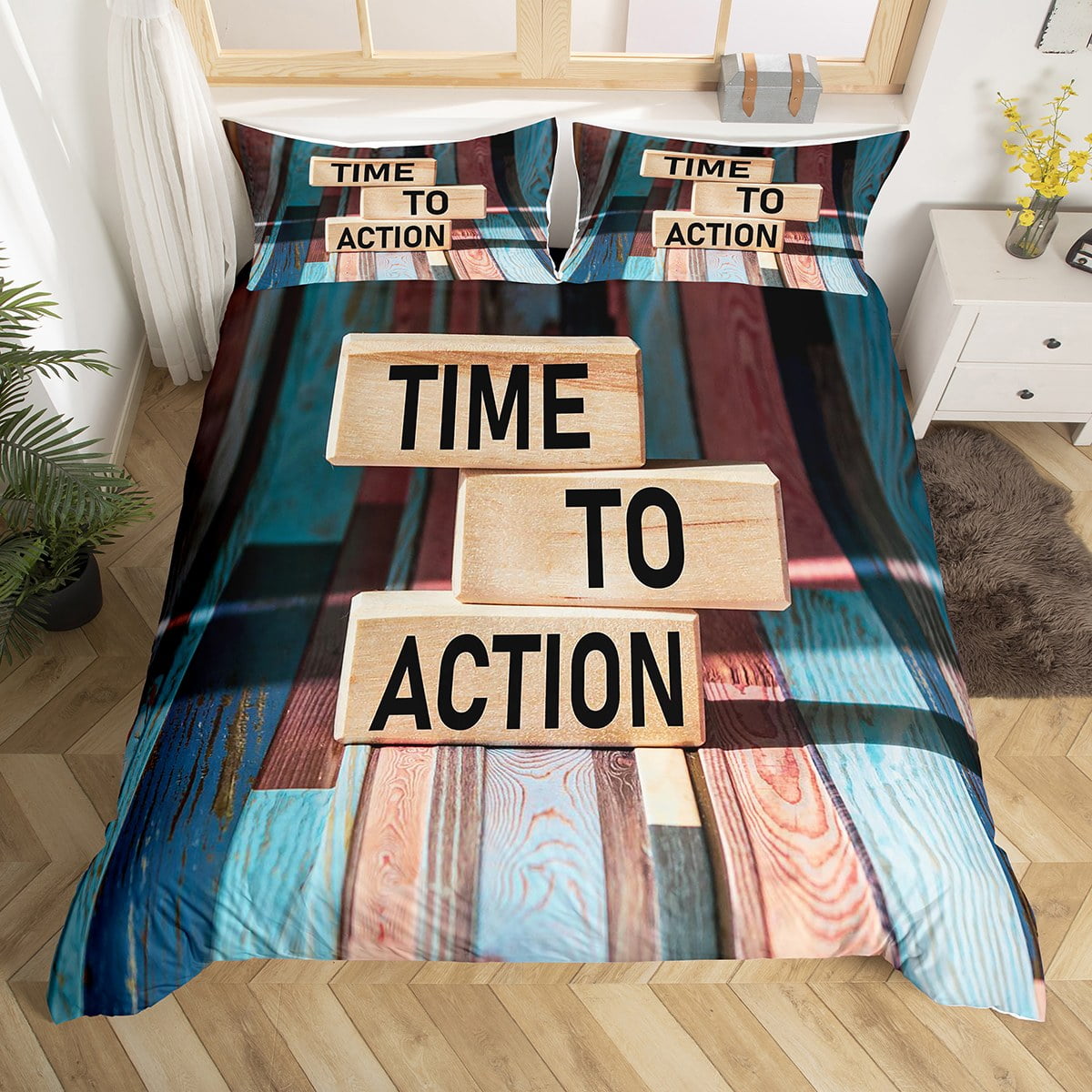 Erosebridal Movie Art Bed Set Movie Theme Duvet Cover, Time to Action Print Bedding Set Twin ...