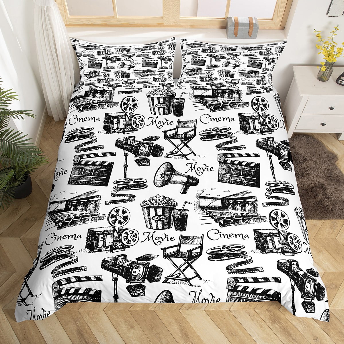 YST Movie Duvet Cover Queen Vintage Film Cinema Bedding Set Movie ...