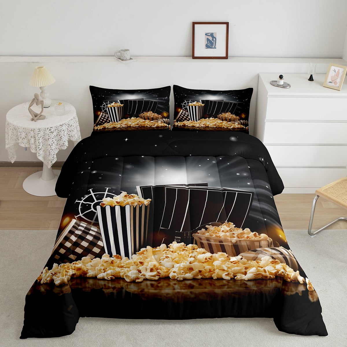 YST Movie Night Comforter Set King Size Movie Theme Bedding for Boys ...