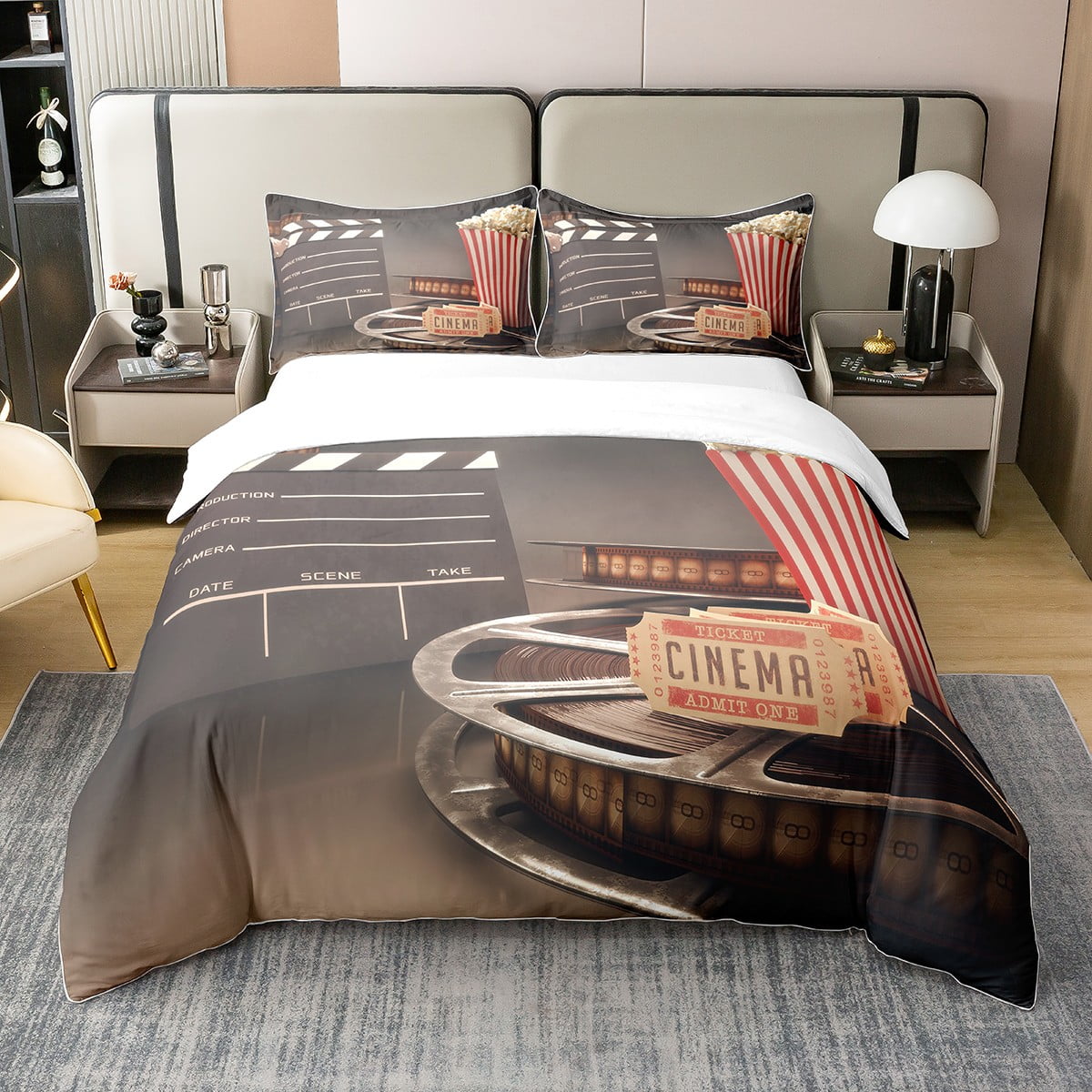 Erosebridal Movie Theater 100% Cotton Queen Duvet Cover,Cinema Film ...