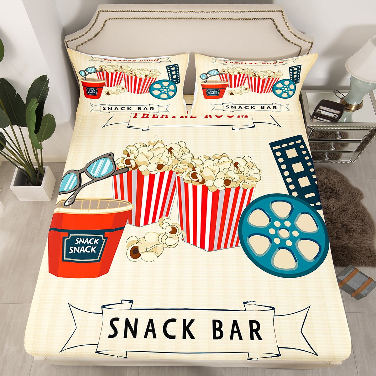 YST Movie Theater Bed Set Cinema Fitted Sheet Twin, Projector Film ...