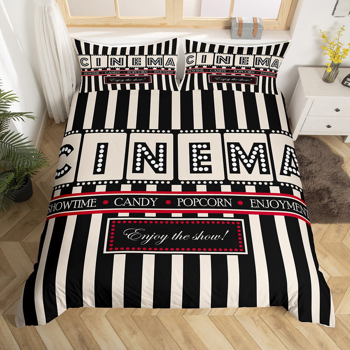 Movie Theater Bedding Set Vintage Film Cinema Design Comforter Cover ...
