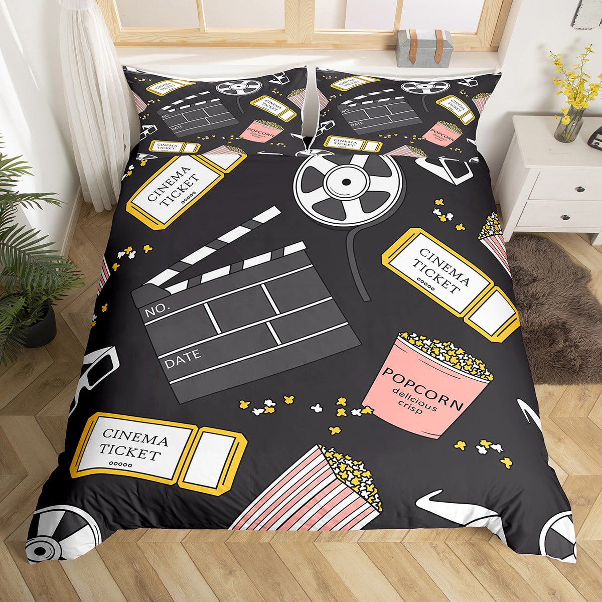 Erosebridal Movie Theater Duvet Cover Twin Cinema Popcorn Bedding Set ...
