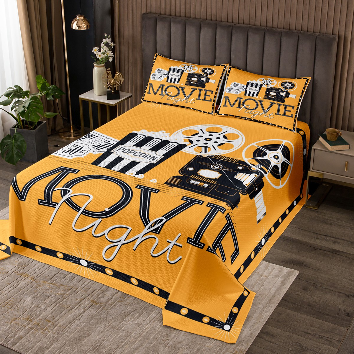 YST Movie Theme Decor Quilt Set Home Movie Theater Room Decor Bedspread ...