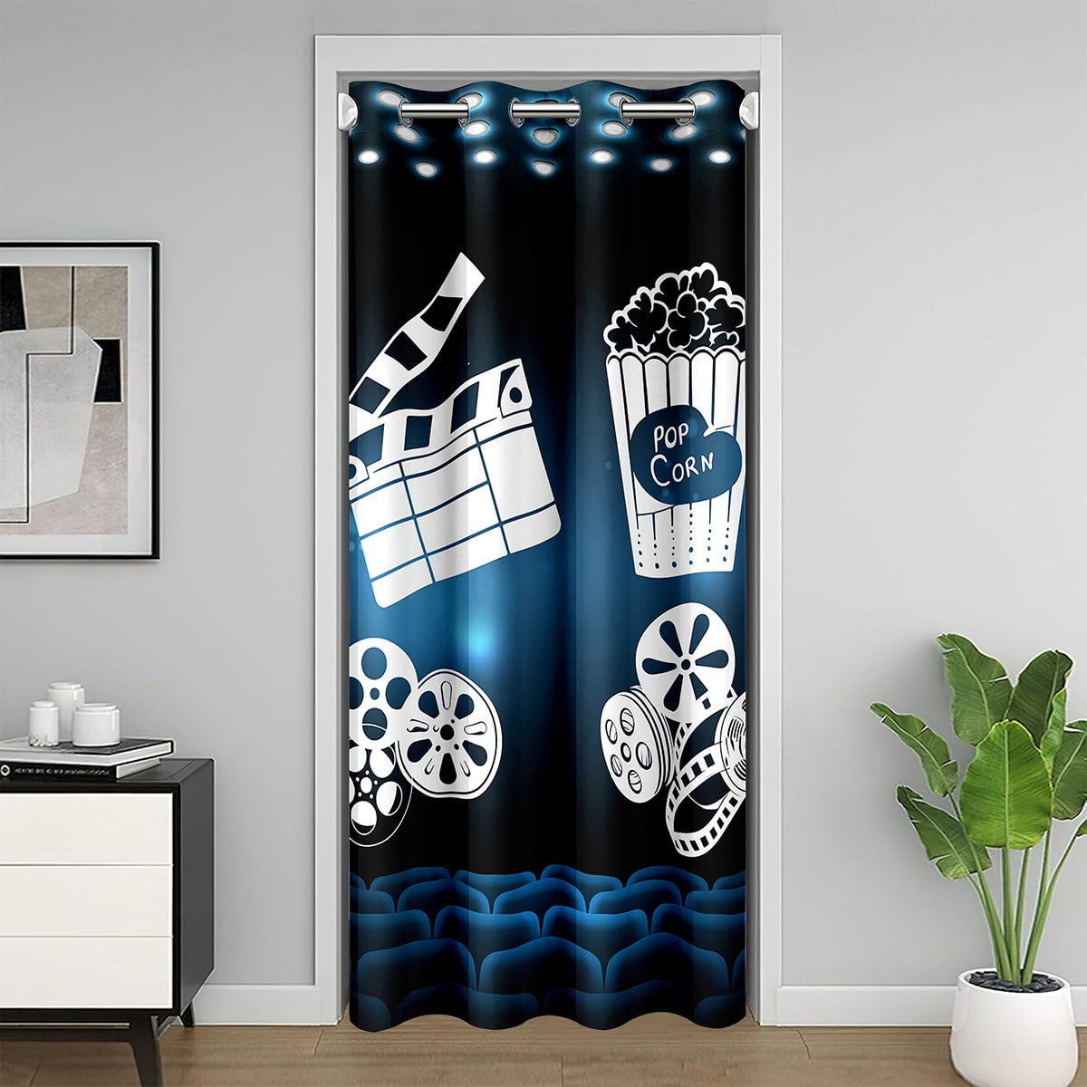 YST Movie Theme Door Drape 52"W X 80"L,Vintage Cinema Ticket Blackout ...