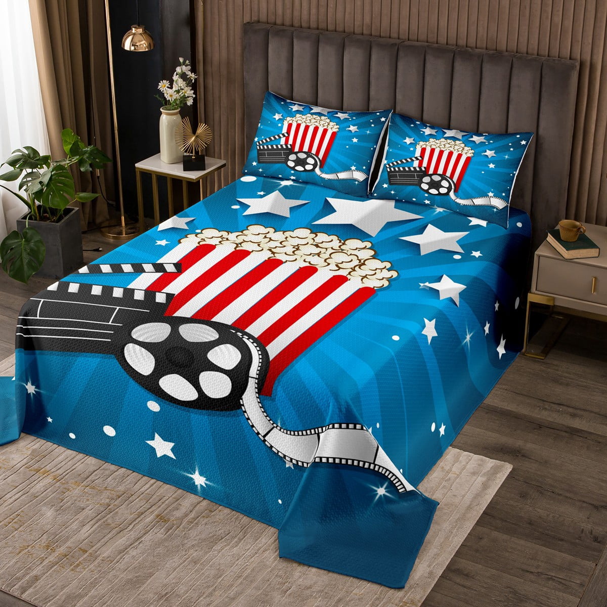 YST Movie Theme Quilt Set Home Theater Decor Bedspread Queen for Family ...