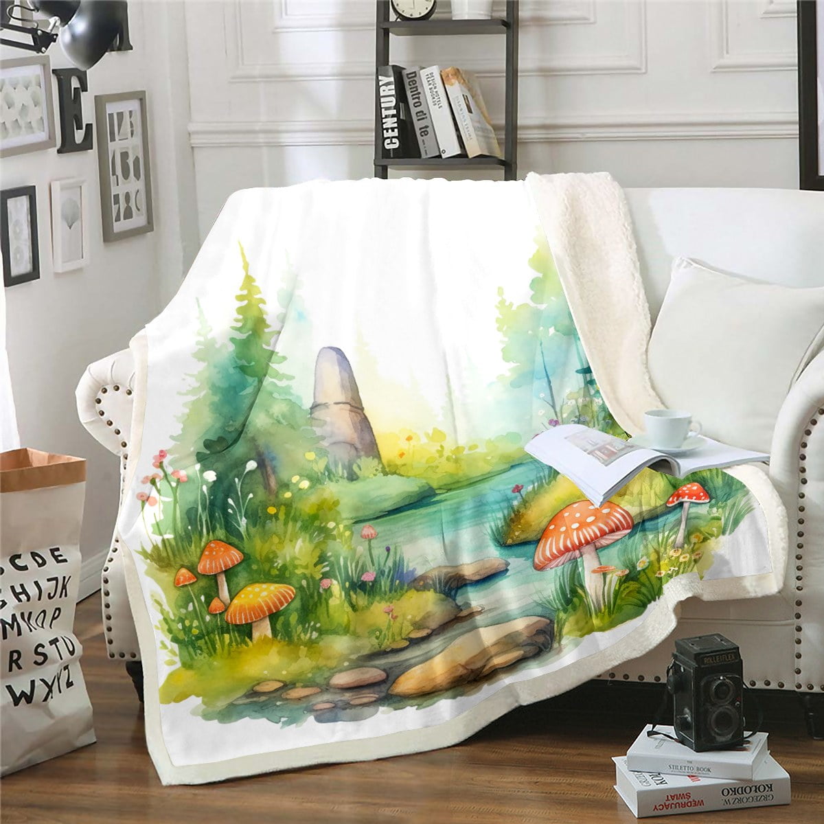 YST Mushrooms Throw Blanket Spring Decor Fleece Blanket for Boys Adults ...