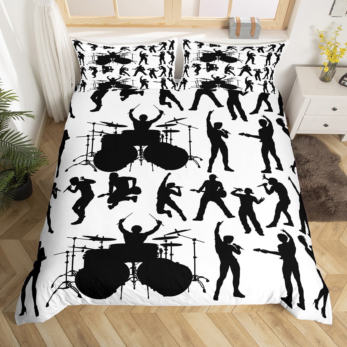 YST Music Bedding Sets Queen Musician Comforter Cover, Funk Punk Rock ...