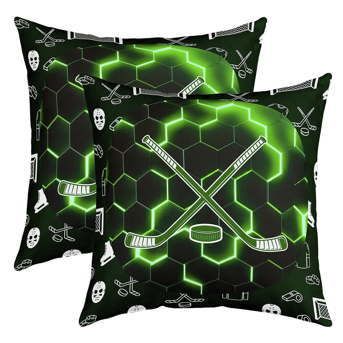 Music Note Cushion Cases,Black Teal Glowing Neon Honeycomb Accent Pillow Cases,Musical Themed ...