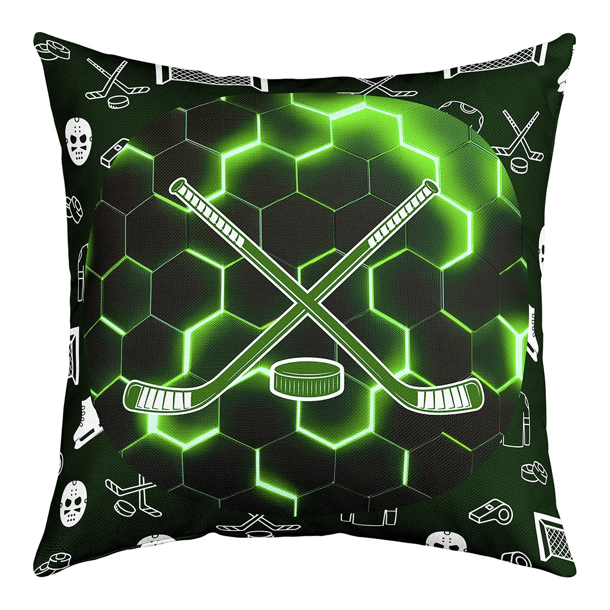 YST Music Note Throw Pillow Cover,Black Teal Glowing Neon Honeycomb ...